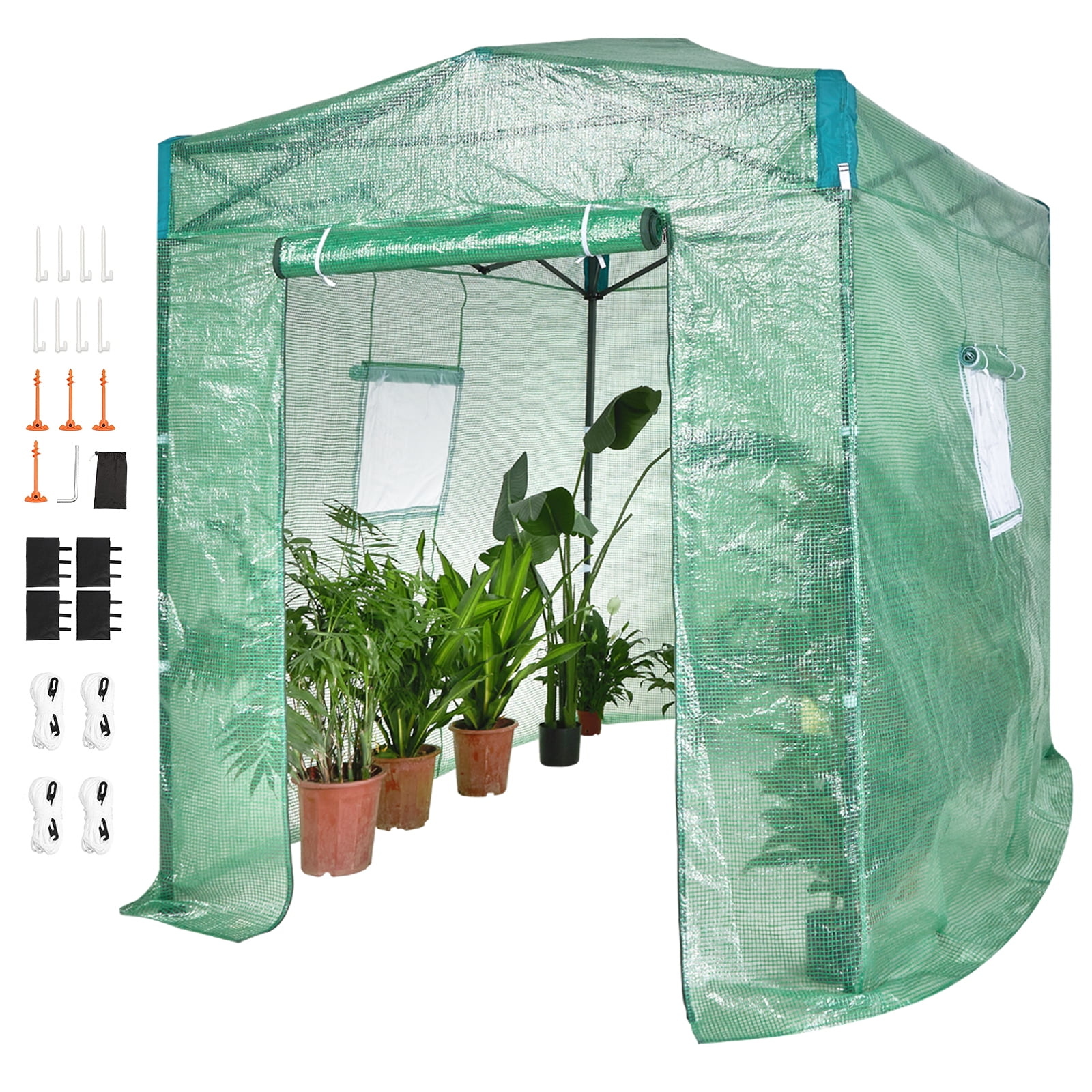 BENTISM Pop-Up Mini Walk-in Greenhouse 8x6x7.5 FT, Indoor/Outdoor ...