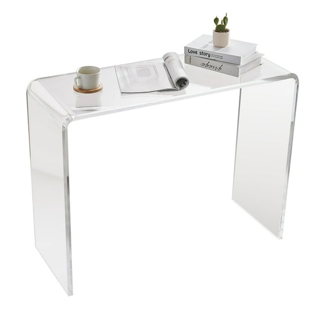 BENTISM 38in Clear Acrylic Console Table, Transparent U-Shape Side ...