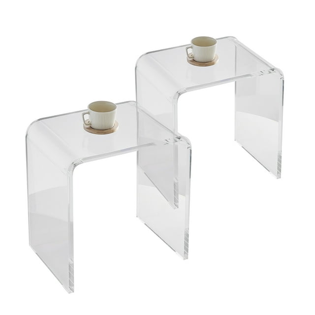 Free Shipping! BENTISM Acrylic End Table, 2 pcs C-Shaped Lucite Side ...