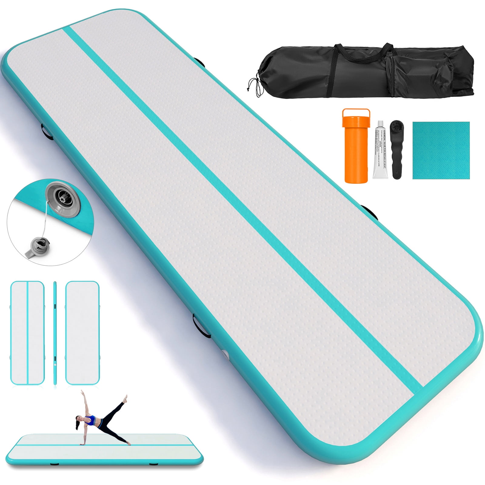 BENTISM 20Ft Foldable Air Track Tumbling Mat, Inflatable Gymnastics ...