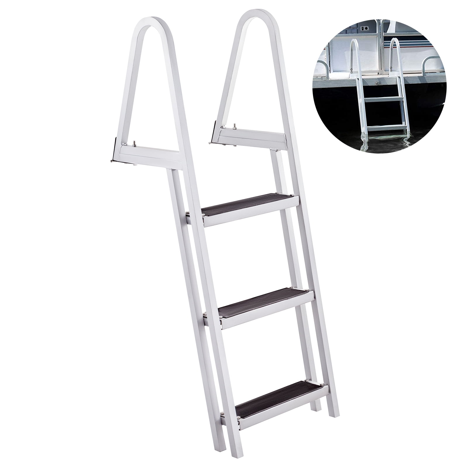 BENTISM Aluminum Dock Ladder Boat Dock Ladder 3 Steps Pontoon Ladder ...