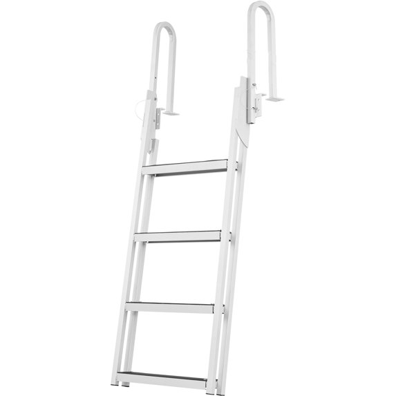 BENTISM Foldable 4-Step Aluminum Dock Ladder, Swim Pad with 350lbs Load ...