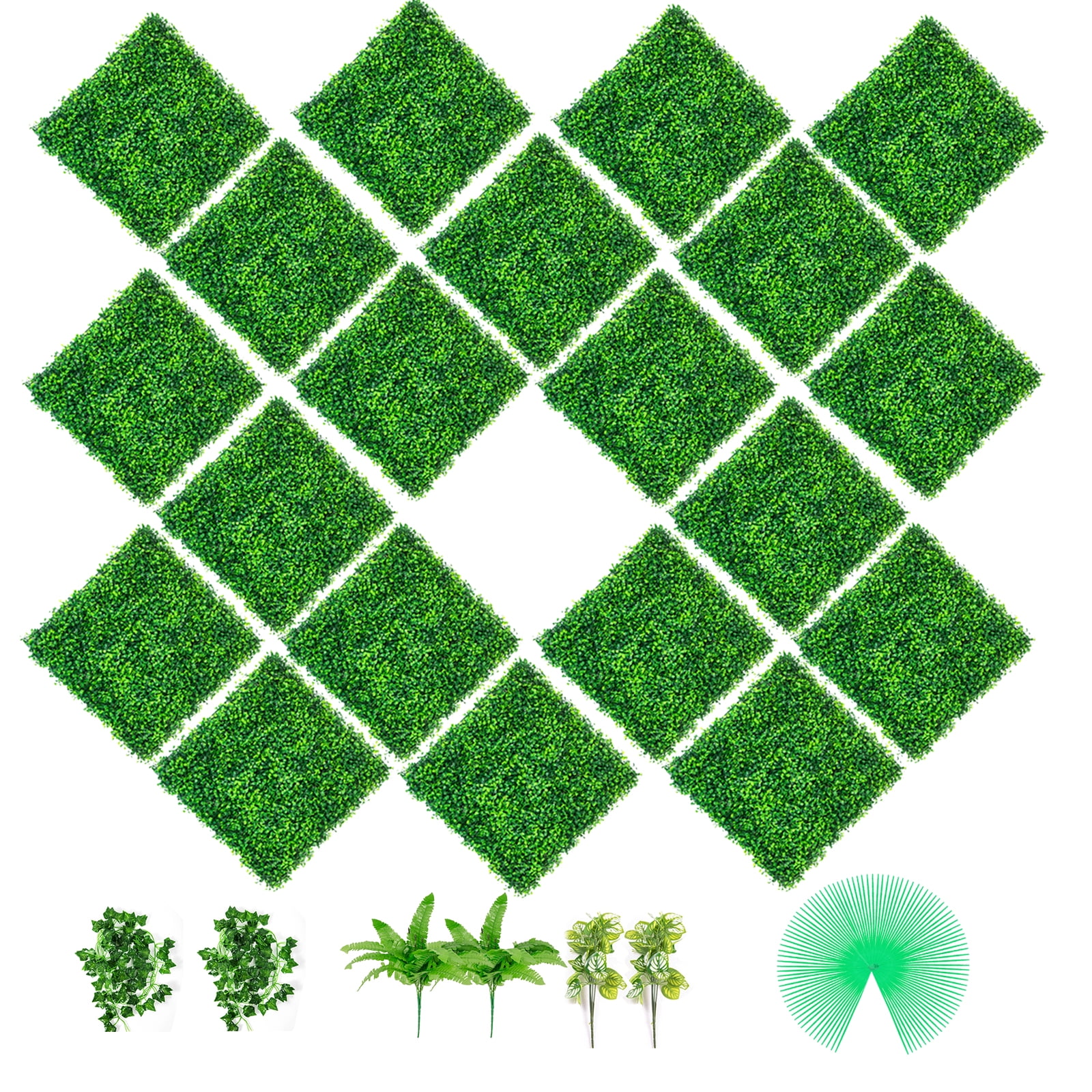 BENTISM Artificial Boxwood Panel Boxwood Hedge Wall Panel 20PC 20x20 ...