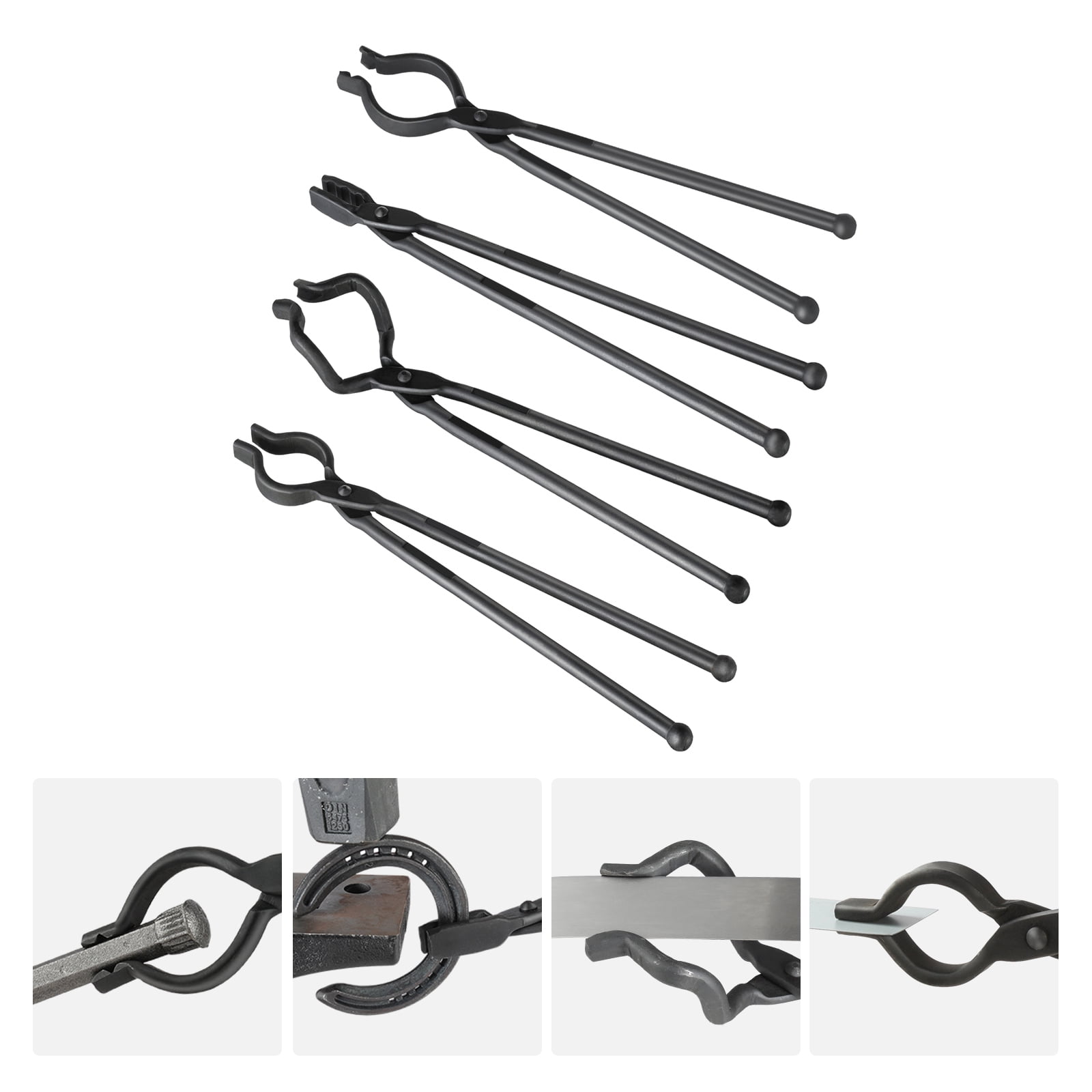 VEVOR Blacksmith Tongs, 18” 4 PCS, V-Bit Bolt Tongs, Wolf Jaw Tongs, Z ...