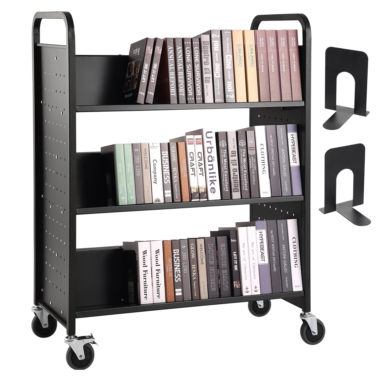 Free Shipping! BENTISM Book Cart, 330 lbs Library Cart, 39.4" x 20.1" x ...