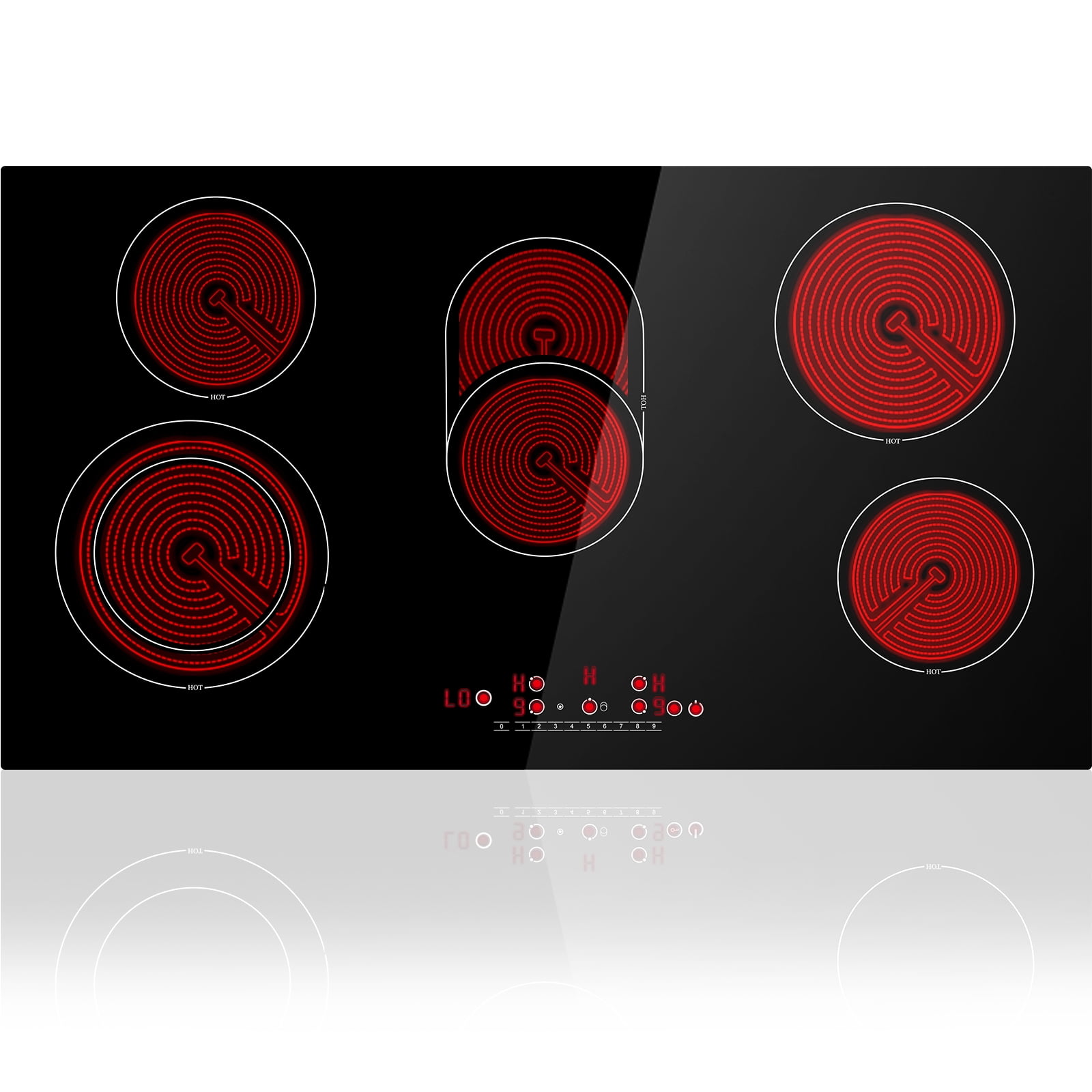 BENTISM Built-in Electric Cooktop Radiant Ceramic Cooktop 5 Burners 35 ...