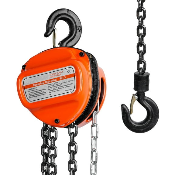 VEVOR Chain Hoist Chain Block 3 Ton Capacity 10 Feet Lift Steel ...