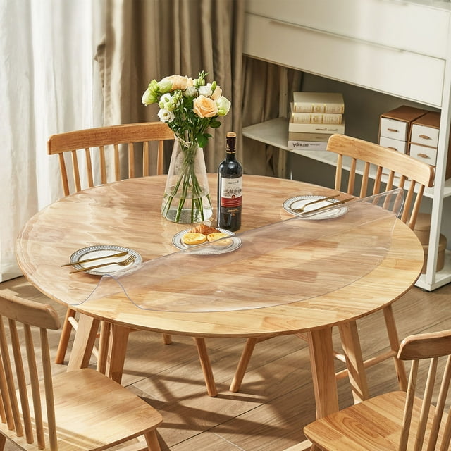 BENTISM Heavy Duty Transparent Kitchen Table Cover Protector, 42" Round ...