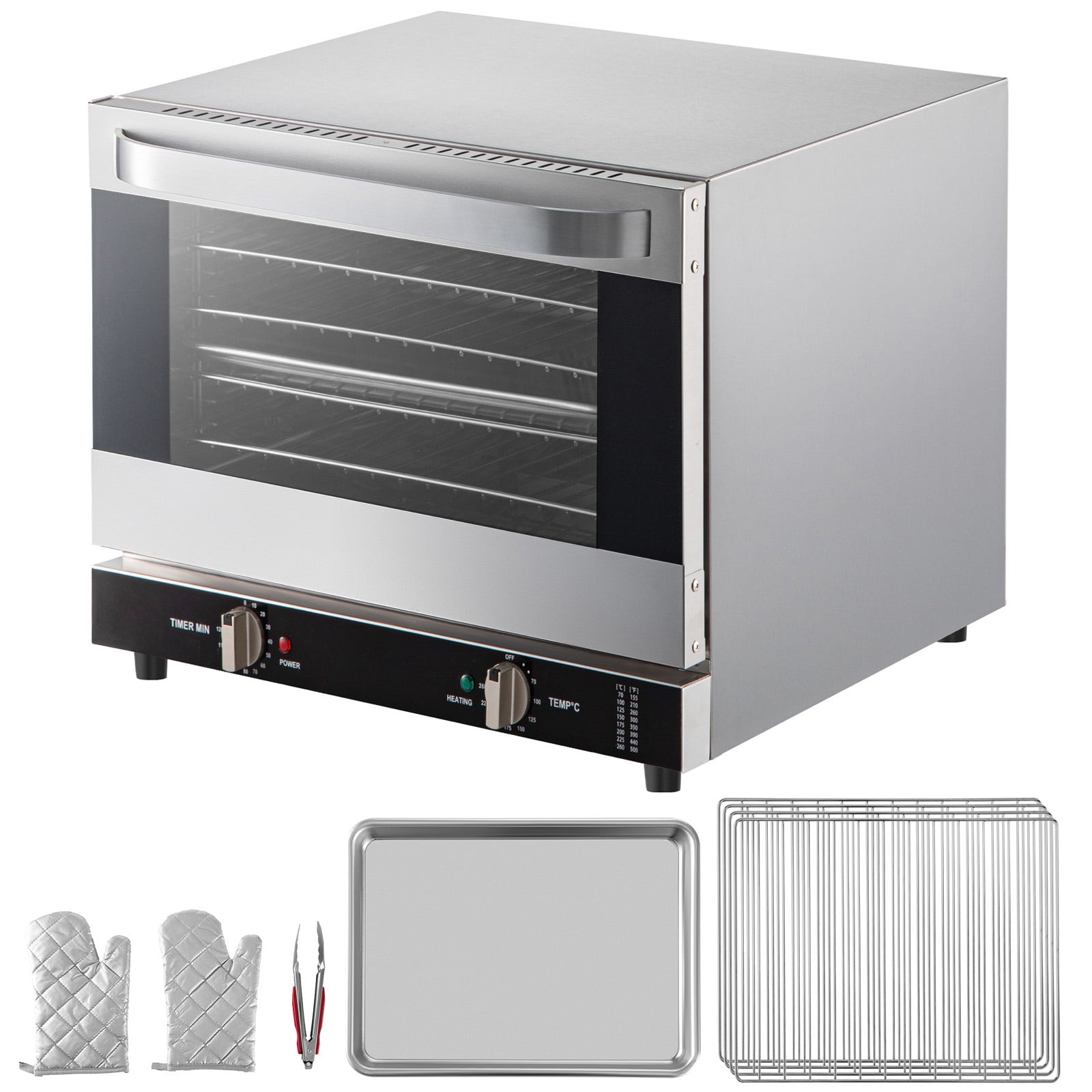 VEVOR Commercial Convection Oven, 66L Large Stainless Steel, 1800W 4 ...