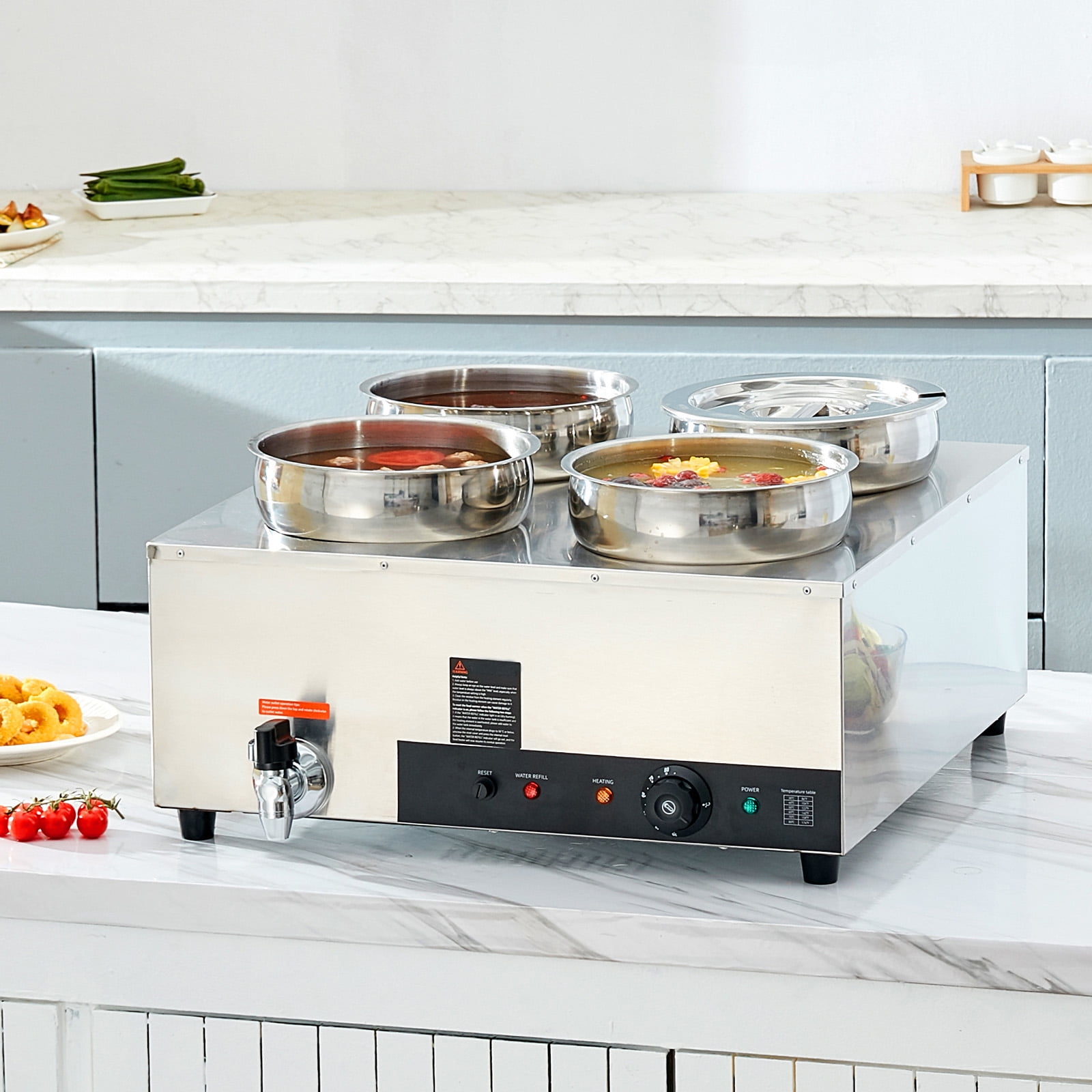 VEVOR Commercial Soup Warmer Soup Station with 4*7.4Qt Pot Soup Kettle ...