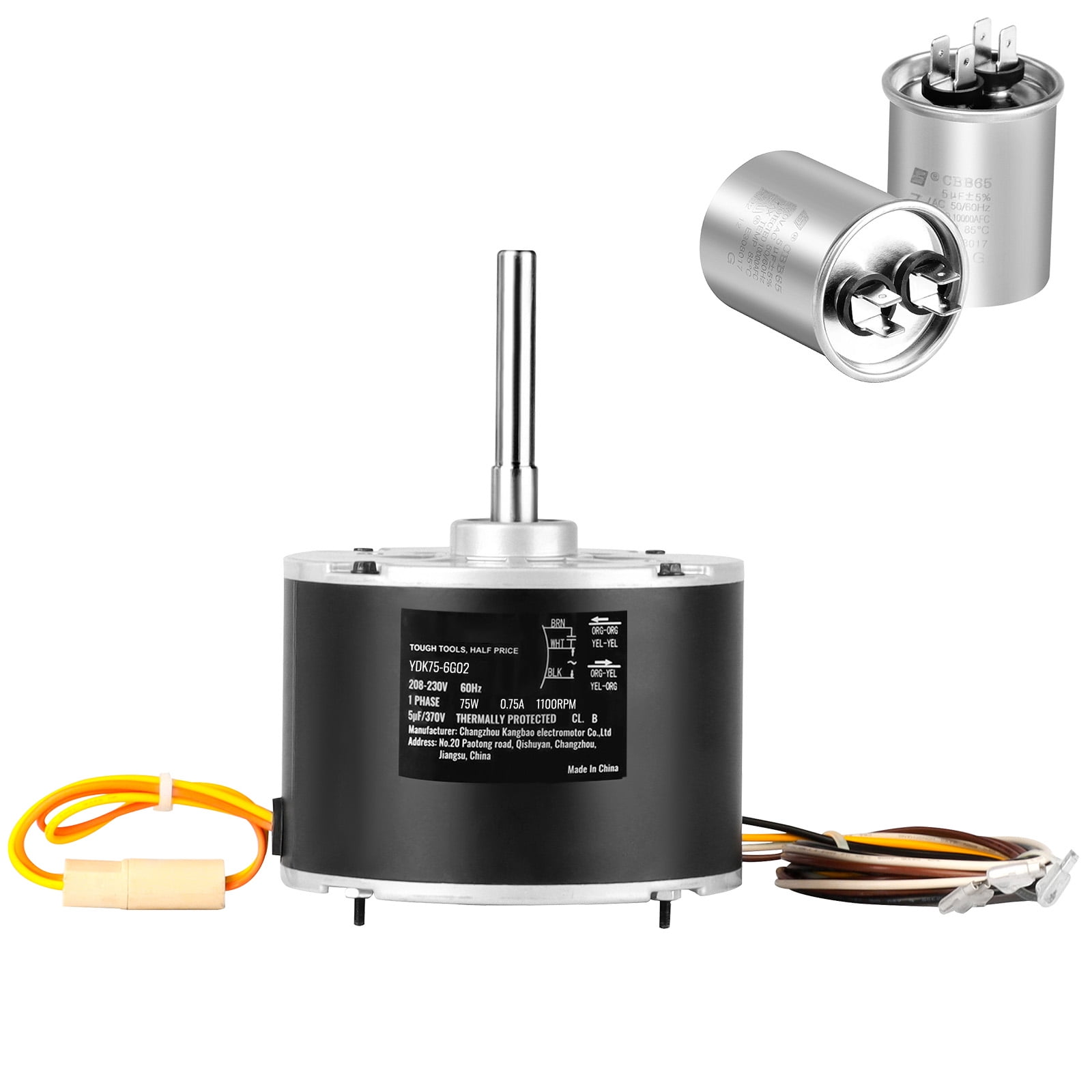 BENTISM HVAC Condenser Fan Motor 1/10HP 1100RPM 208-230V with Capacitor ...