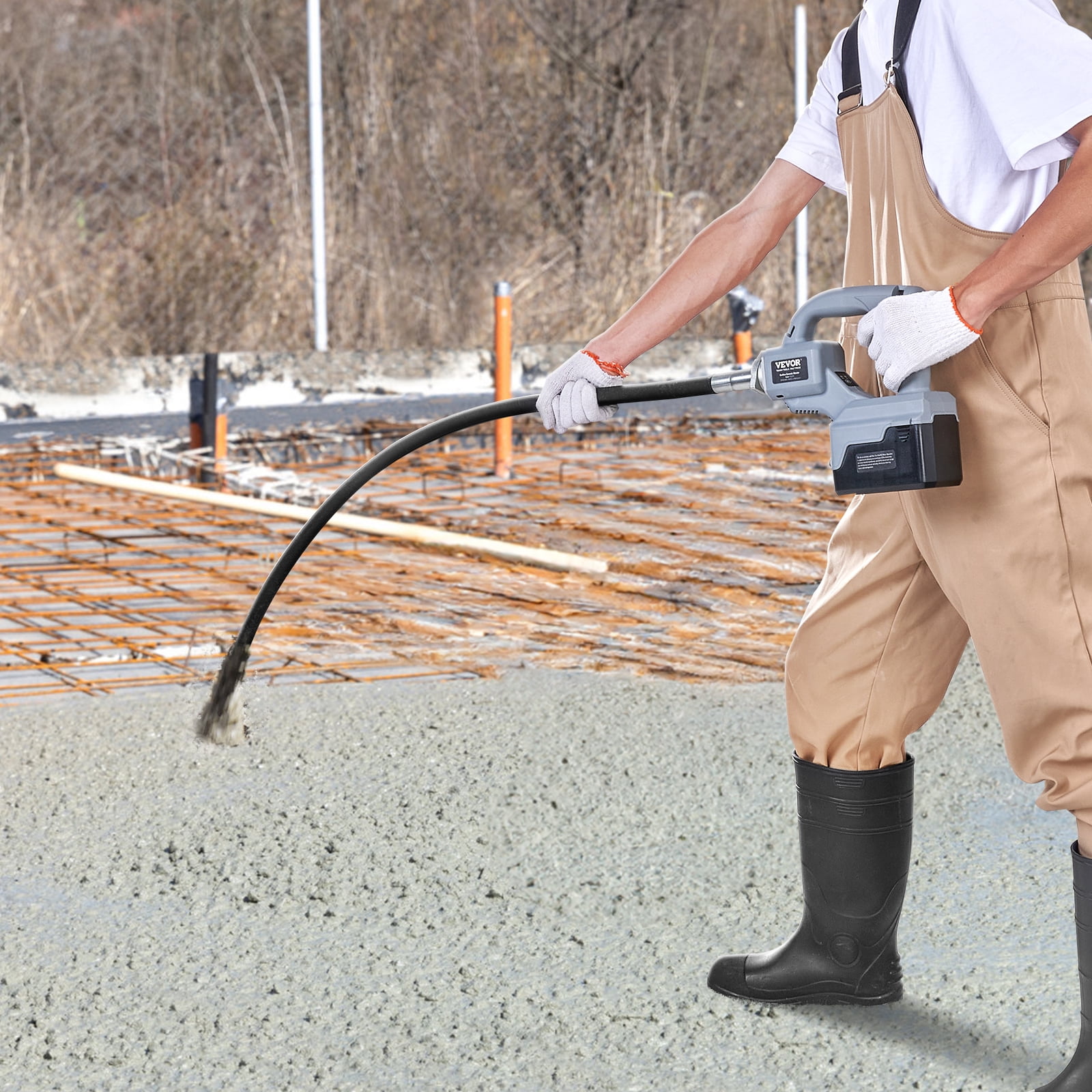 BENTISM Cordless Electric Concrete Vibrator 5.6 feet 15500VPM Shaft Air ...