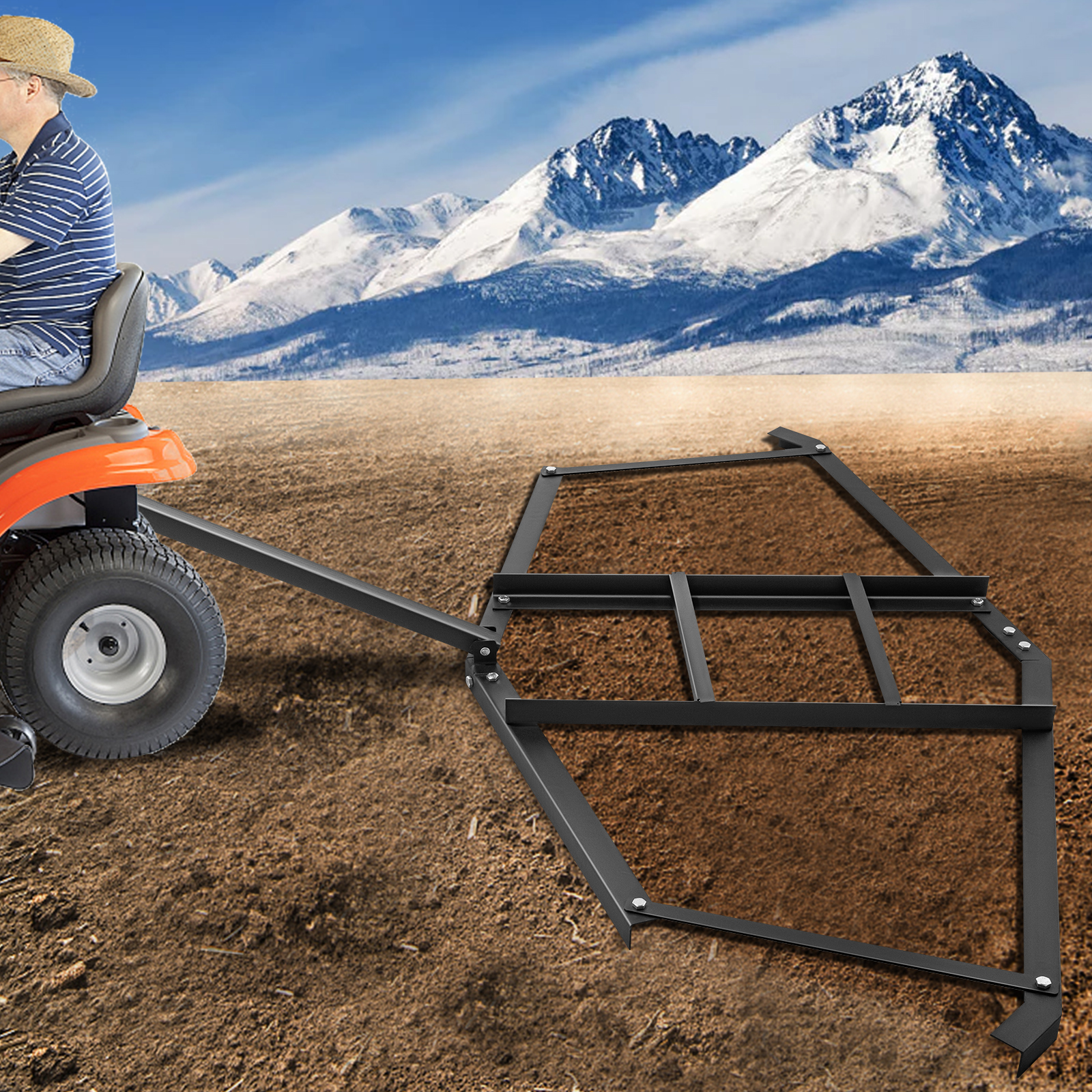 Yard Tuff ACR-600T 55 In Steel Tow Behind Acreage Rake w/ Pin Style ...