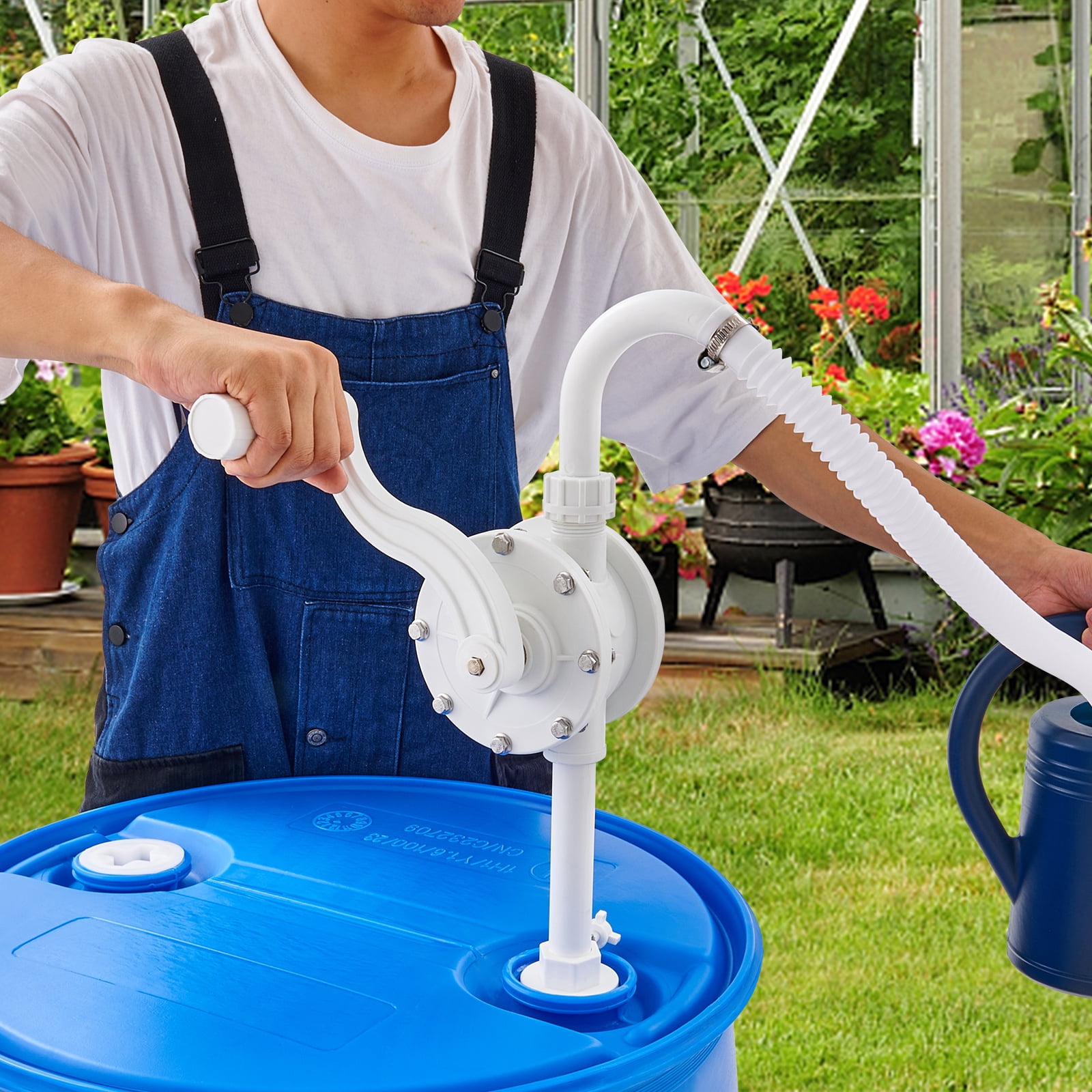 BENTISM Drum Rotary Barrel Pump Hand Crank Water Transfer Pump 5-55 ...