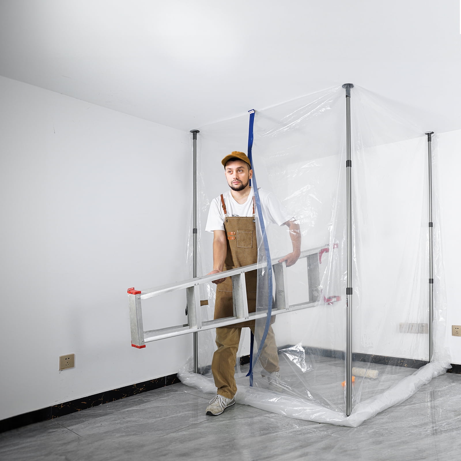 BENTISM 10 ft Dust Barrier System with Adjustable Poles, Magnetic ...