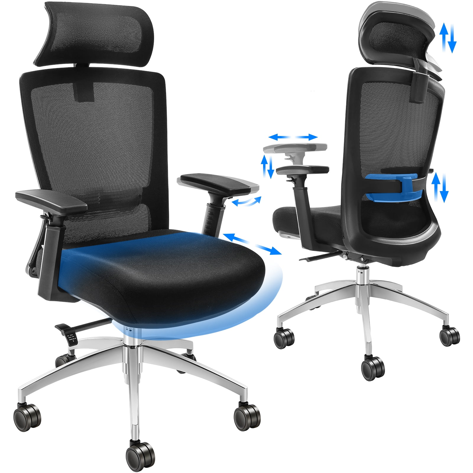Free Shipping! BENTISM Ergonomic Office Chair 300 lbs Mesh Lumbar ...
