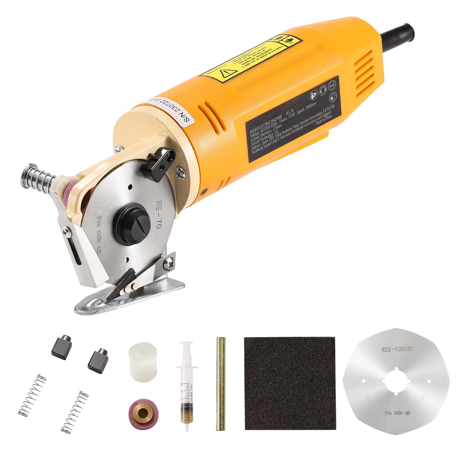 VEVOR Fabric Cutter, 1" Cutting Thickness, 170W Electric Rotary Fabric ...