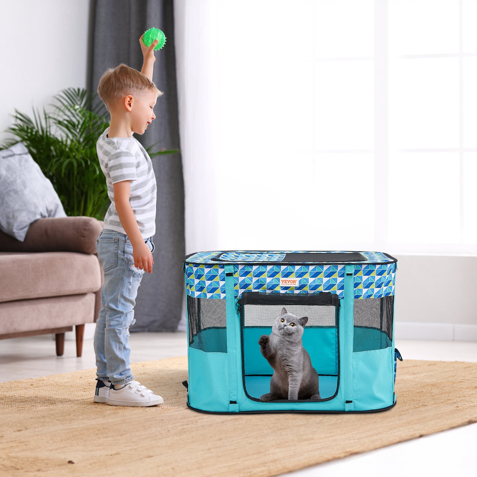 BENTISM Foldable Pet Playpen 32 x 24 x 22 in Portable Dog Playpen Crate ...