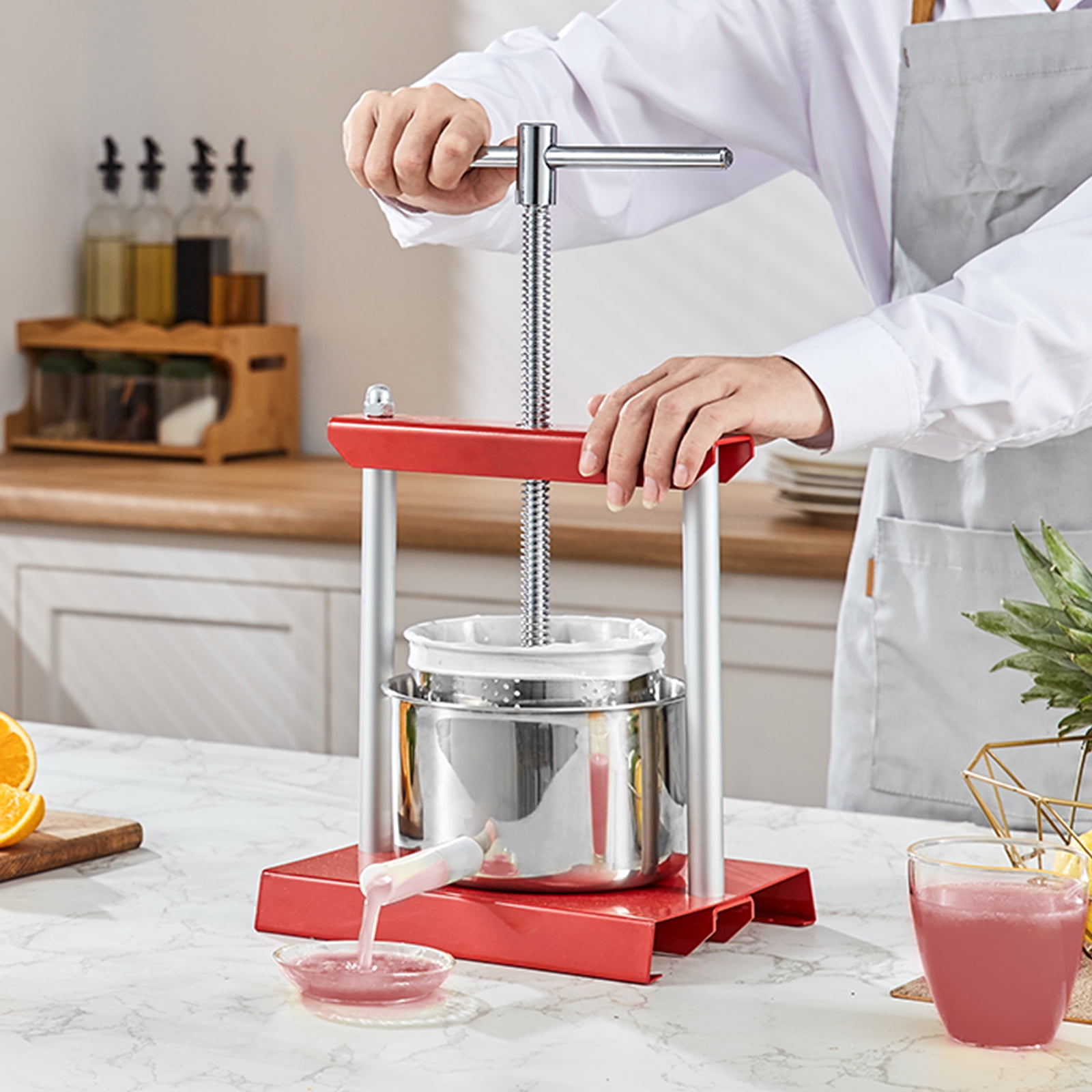 VEVOR Fruit Wine Press Manual Press for Wine Making 1.6 Gal/6L ...