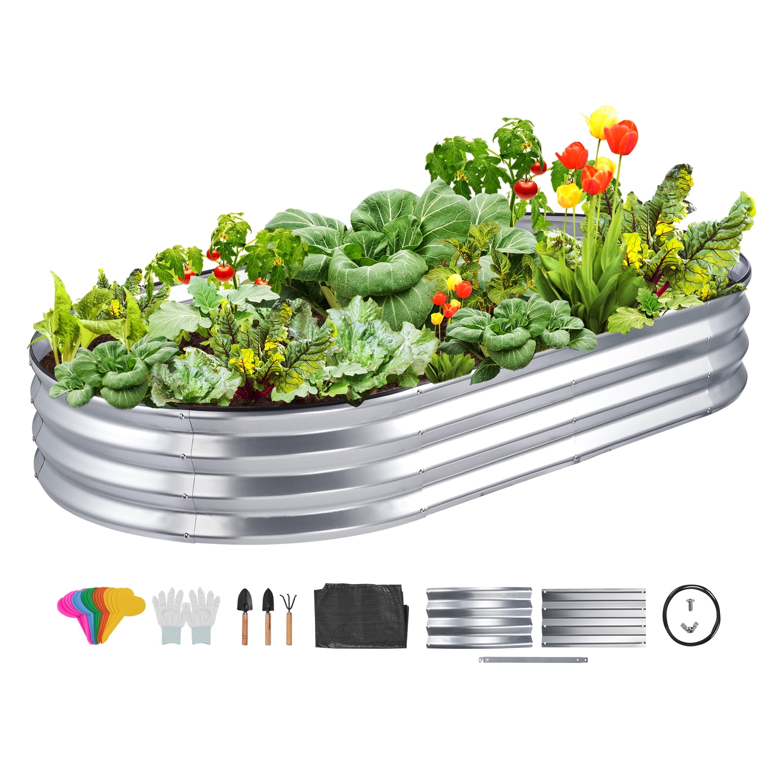 "BENTISM Large Outdoor Metal Raised Garden Bed Planter Box 48.2x24.6x11 ...