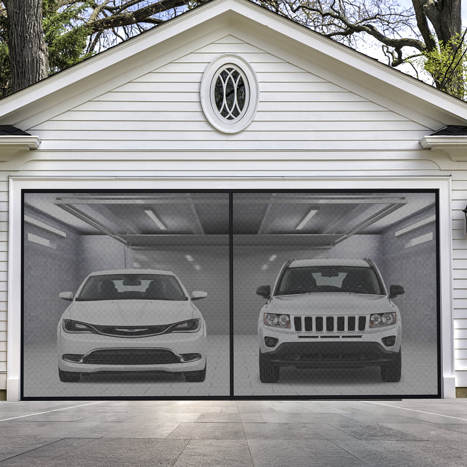 BENTISM Garage Door Screen 18 x 7 ft 5.2 lbs for 2 Cars Reinforced ...