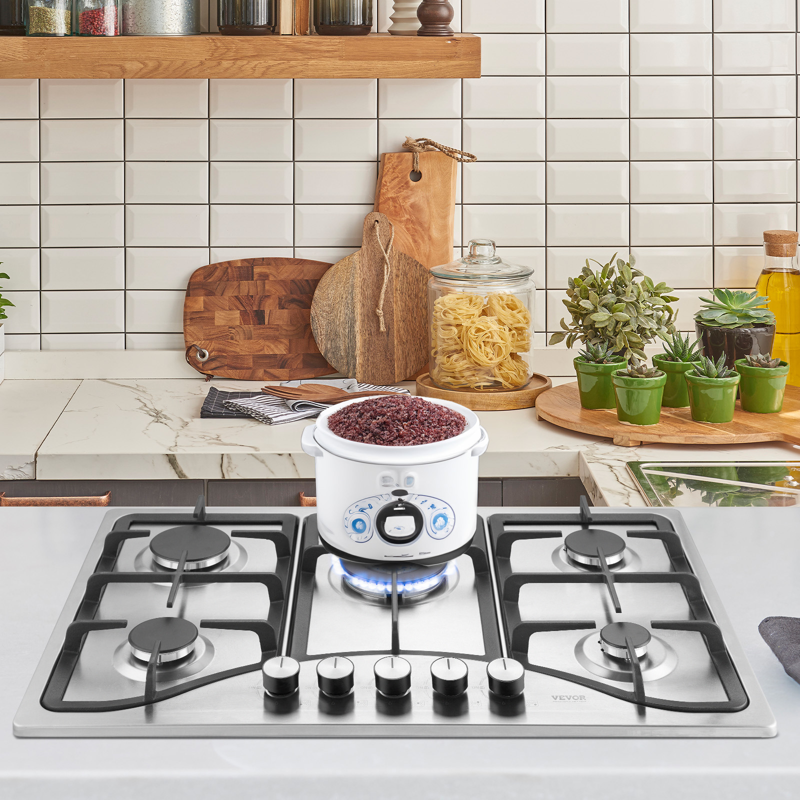 Kitchen Cooktop 34" Built-In Stove Top 5 Burners Gas Cooktop Kitchen NG ...