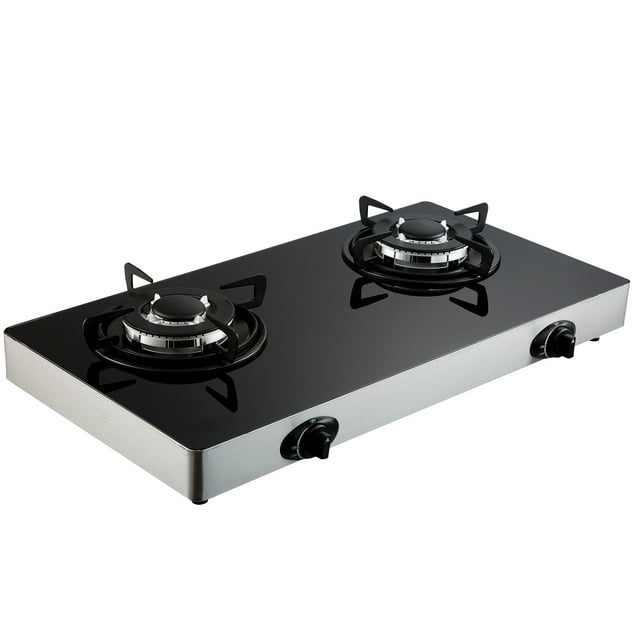 BENTISM Gas Cooktop, 28" Tempered Glass, 2 Burners, 10100BTU ...
