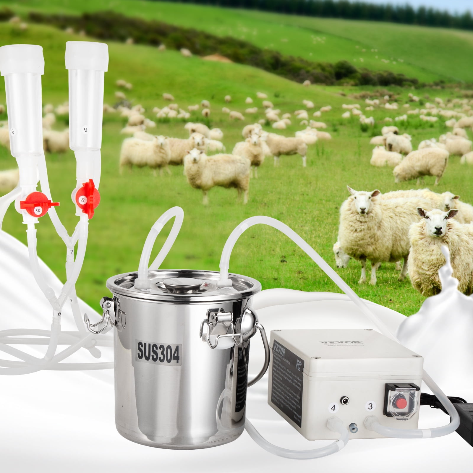 Free Shipping! BENTISM Goat Milking Machine Goat Milker 3 L 304 ...