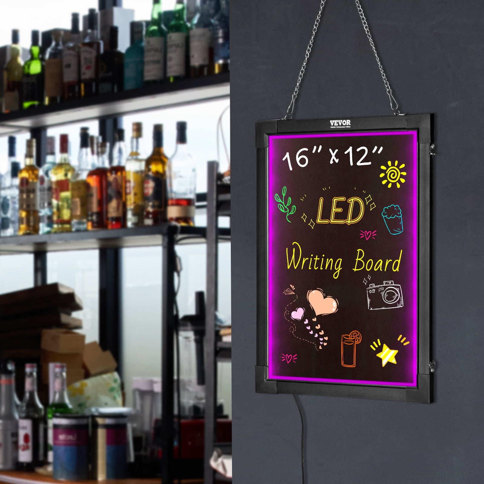 BENTISM Illuminated LED Lighted Message Chalkboard - Walmart.com