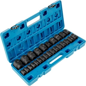 Stark USA 1" Drive 21PC Deep Impact Jumbo Socket Set, 6 Point MM, 27mm ...