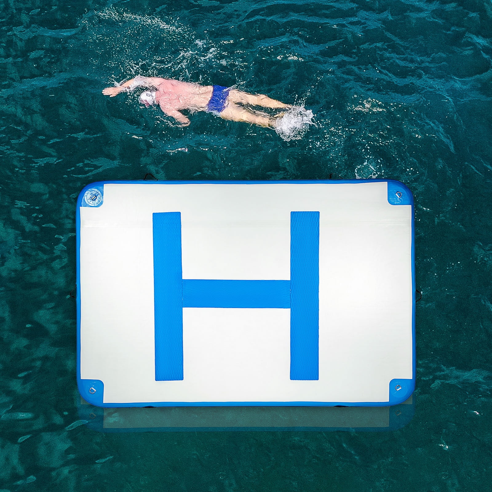 BENTISM Inflatable Dock Platform Inflatable Floating Dock 10x6.5 ft w ...