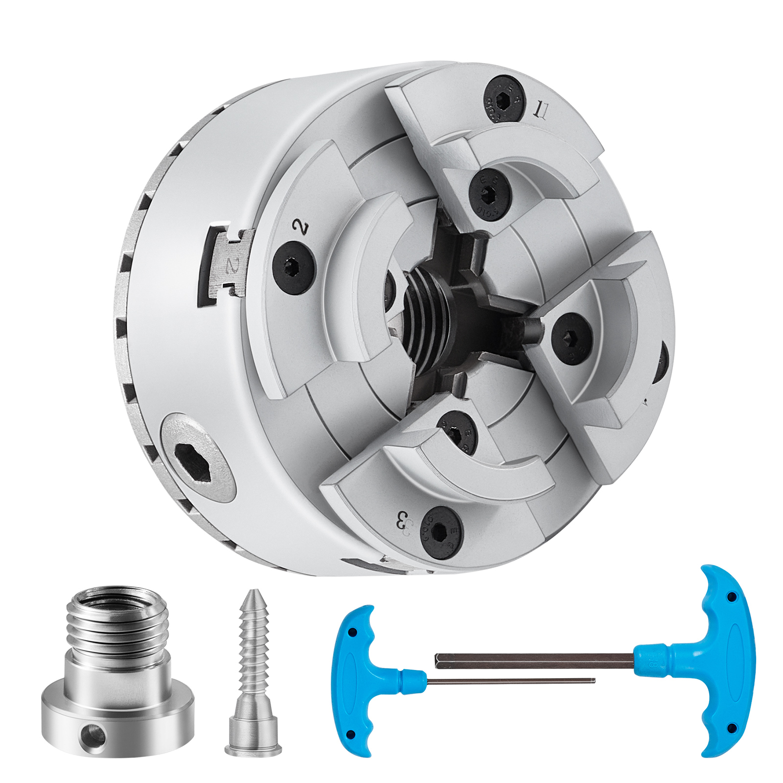 4 Jaw Lathe Chuck,Zinc Alloy Self-Centering Lathe Chuck Set with Wrench ...