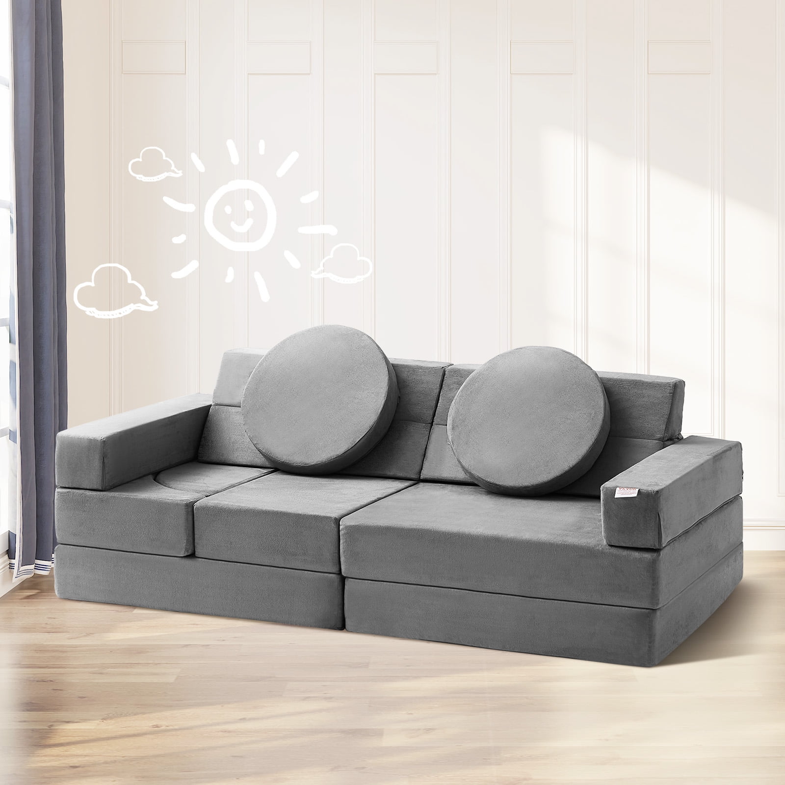 BENTISM Kids and Toddler Play Couch 15pcs Kids Sofa Couch Dutch Velvet ...