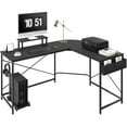 BENTISM L Shaped Computer Desk Corner Desk w/ Monitor Riser and Storage ...