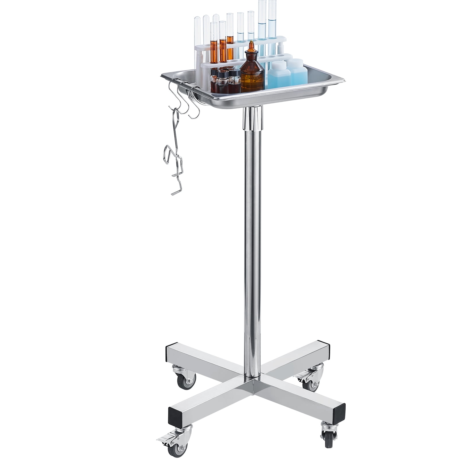 BENTISM Lab Cart Mobile Mayo Stand Stainless Steel Mayo Tray Adjustable ...