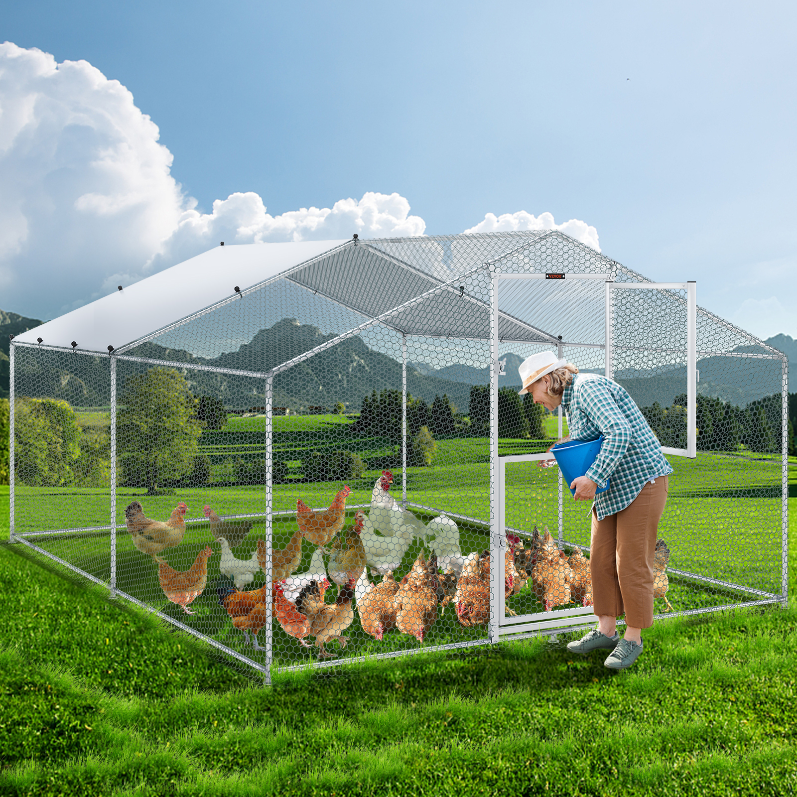 BENTISM Large Metal Chicken Coop 13 1x9 8x6 6 Ft Innovative Half Door BENTISM Large Metal Chicken Coop 13 1x9 8x6 6 Ft Innovative Half Door