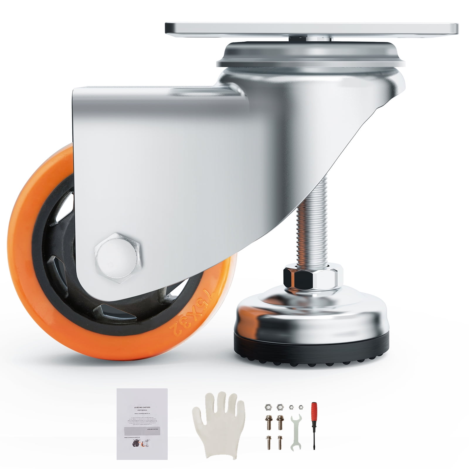 VEVOR Leveling Casters Adjustable PVC Plate Mounted Caster 720 lbs Set ...