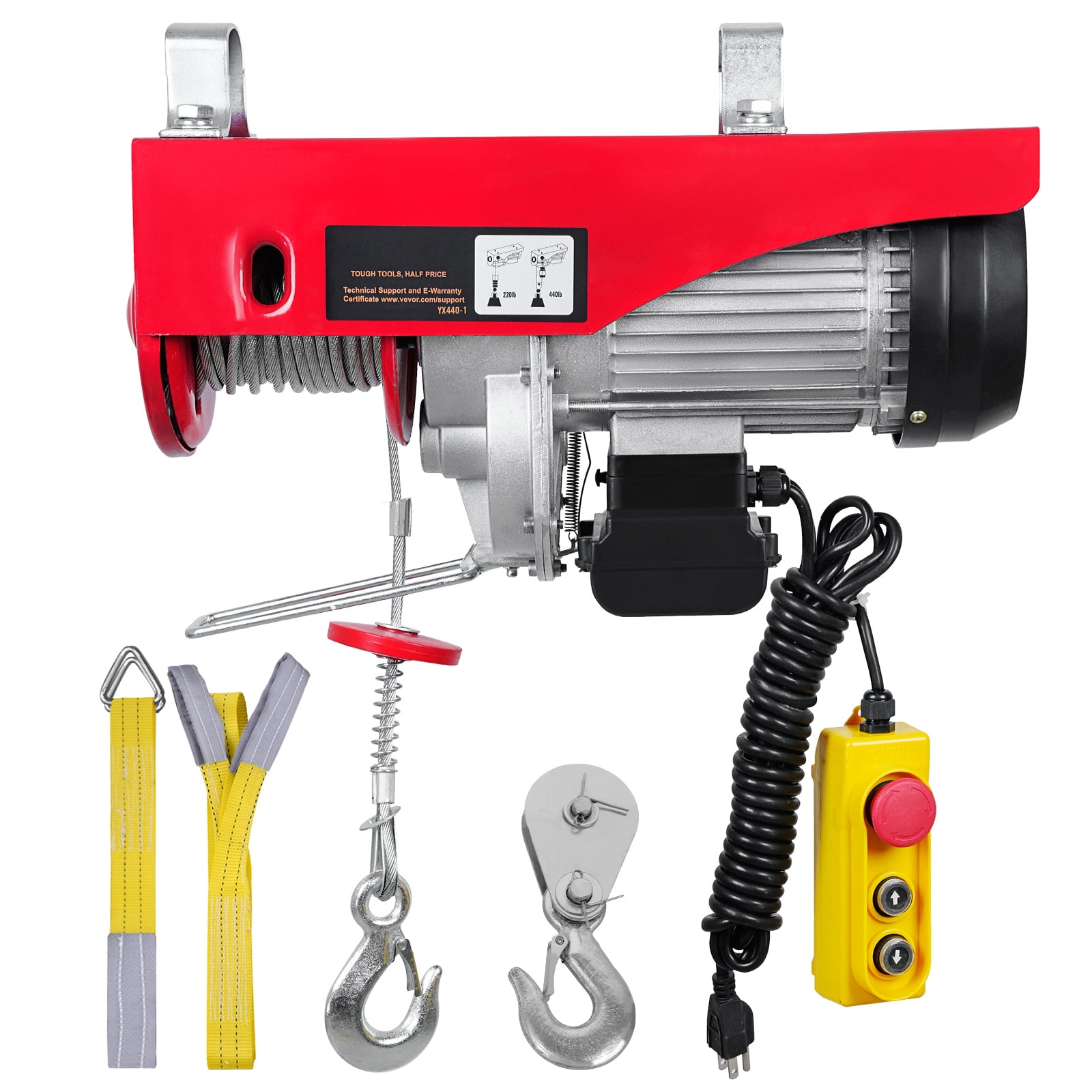 BENTISM 480W Power Lift Electric Hoist, 440lbs Capacity with 14ft Wired ...