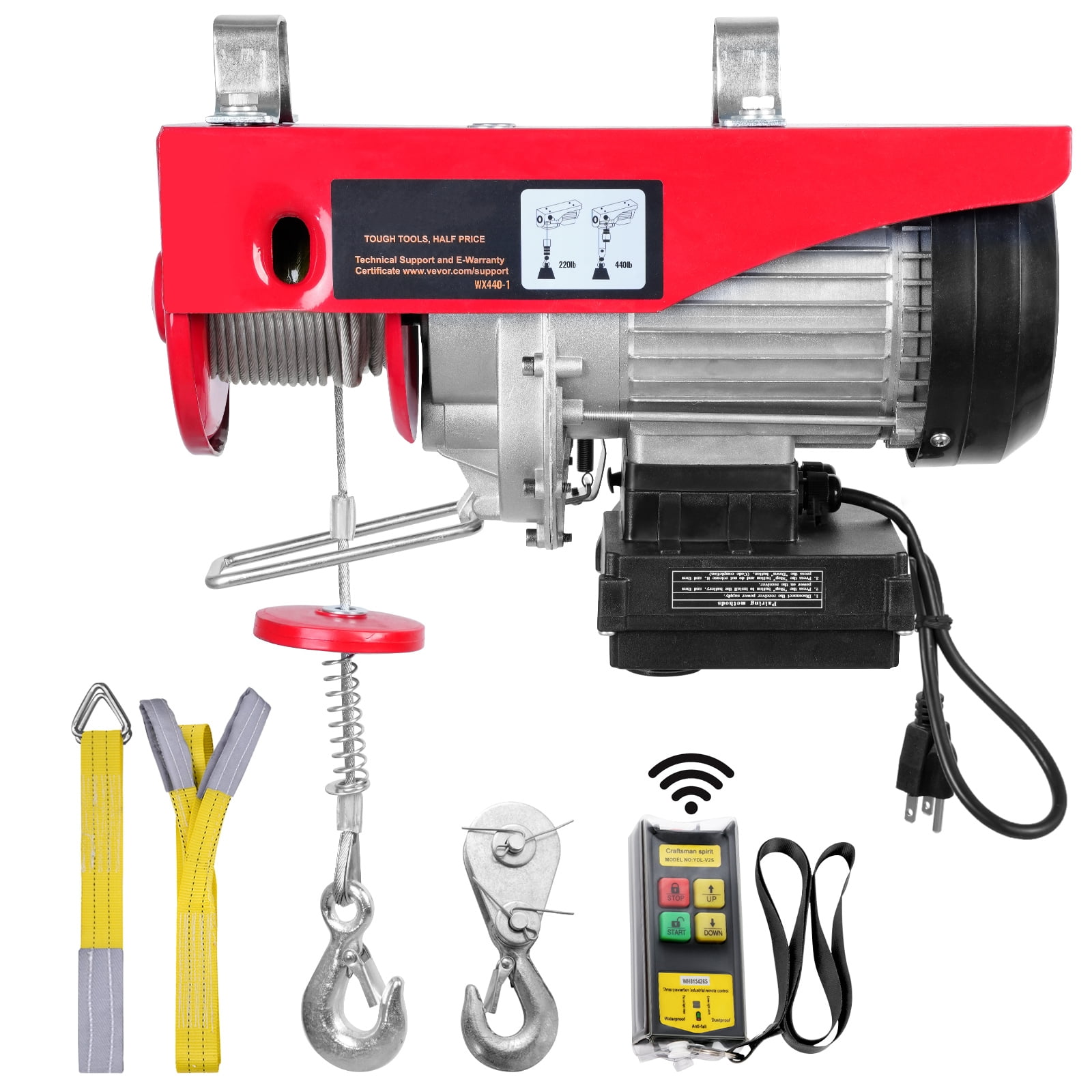 VEVOR Lift Electric Hoist 440lbs ,480W 110V Electric Winch with ...