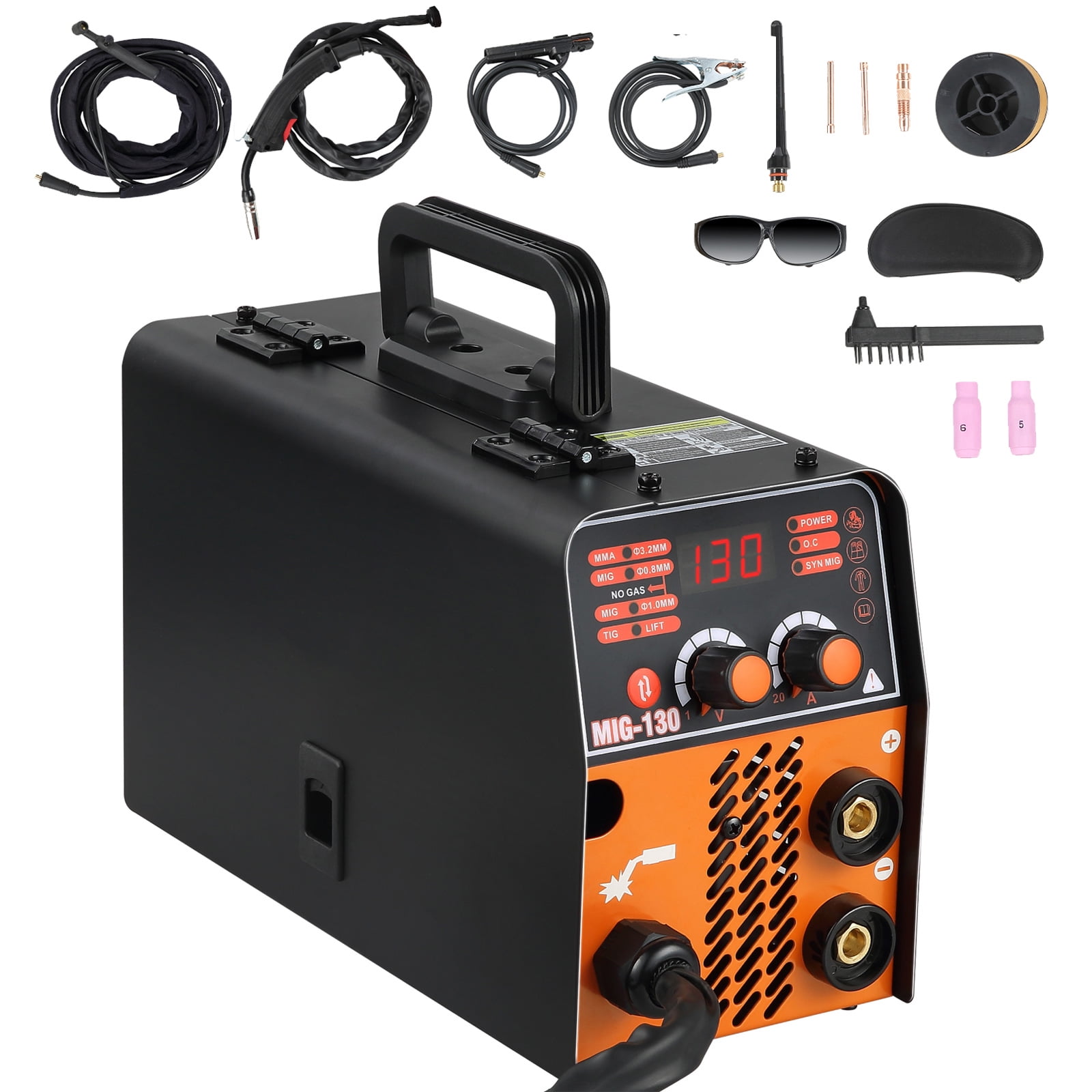 BENTISM 3 in 1 MIG TIG MMA Welder, 130A Flux Core Welding Machine ...
