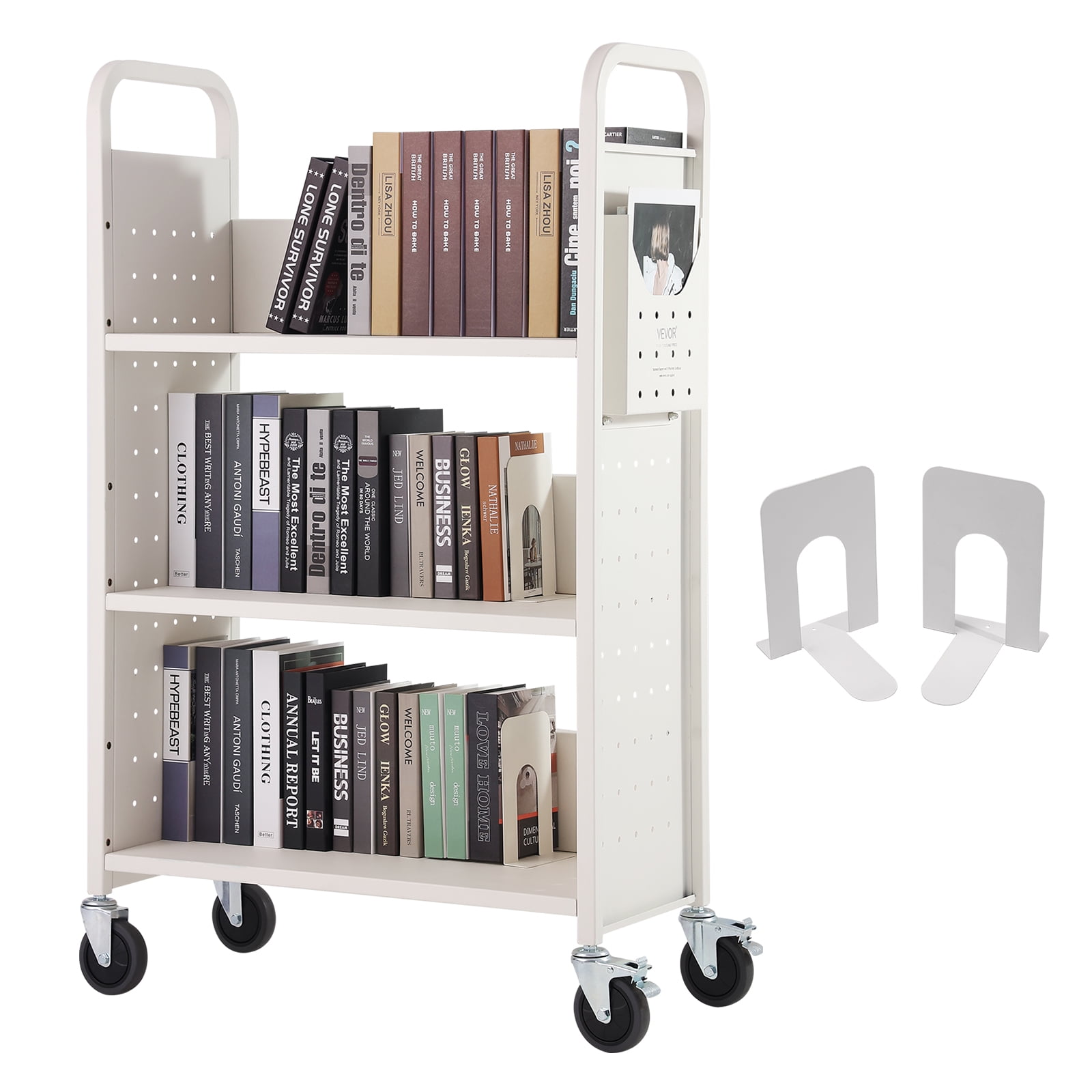 "BENTISM Mobile Library Cart, 330 lbs Capacity, 31.1"" x 15.2"" x 49.2 ...