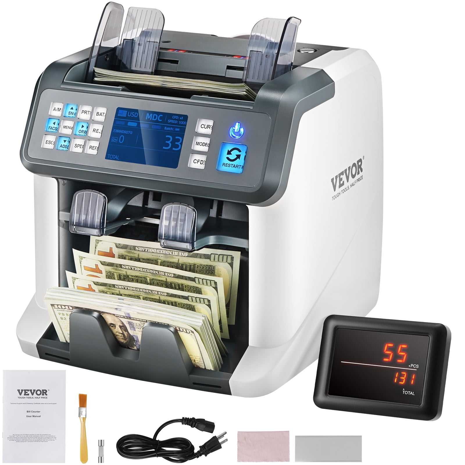 BENTISM Money Counter Machine w/ 2CIS/SN/UV/IR/MG/DD Counterfeit ...