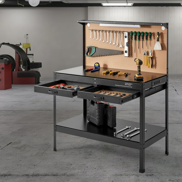 "BENTISM 48x24"" Workbench with Power Outlets, 1500W, 220lbs Load ...