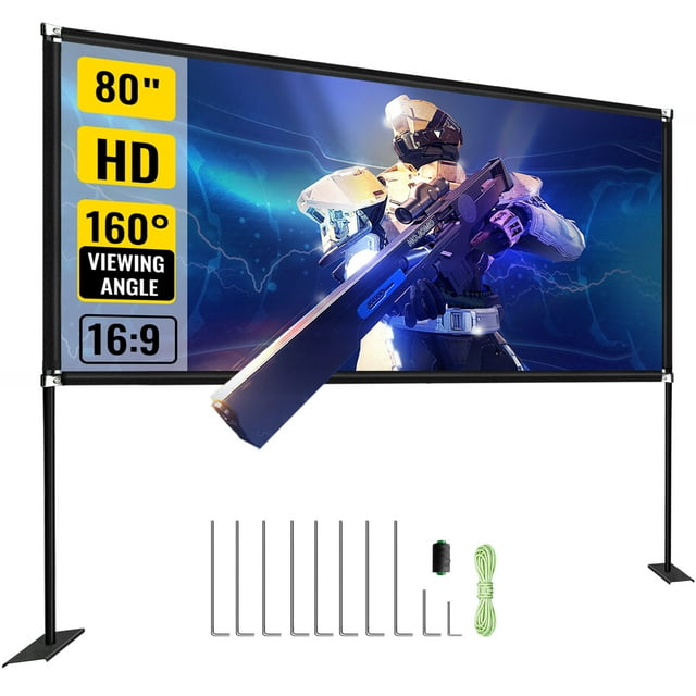 "BENTISM 80"" Retractable Outdoor Movie Screen w/ Stand, Portable HD ...