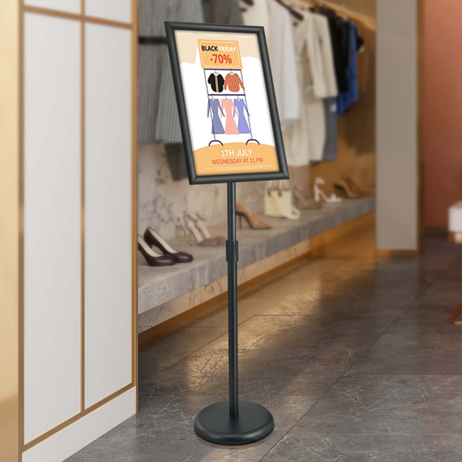 BENTISM Pedestal Sign Holder Adjustable Poster Stand 11 x 17 Inch Round ...