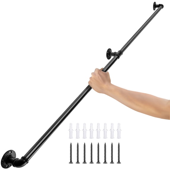 VEVOR Pipe Stair Handrail, 4FT Staircase Handrail, Industrial Pipe ...