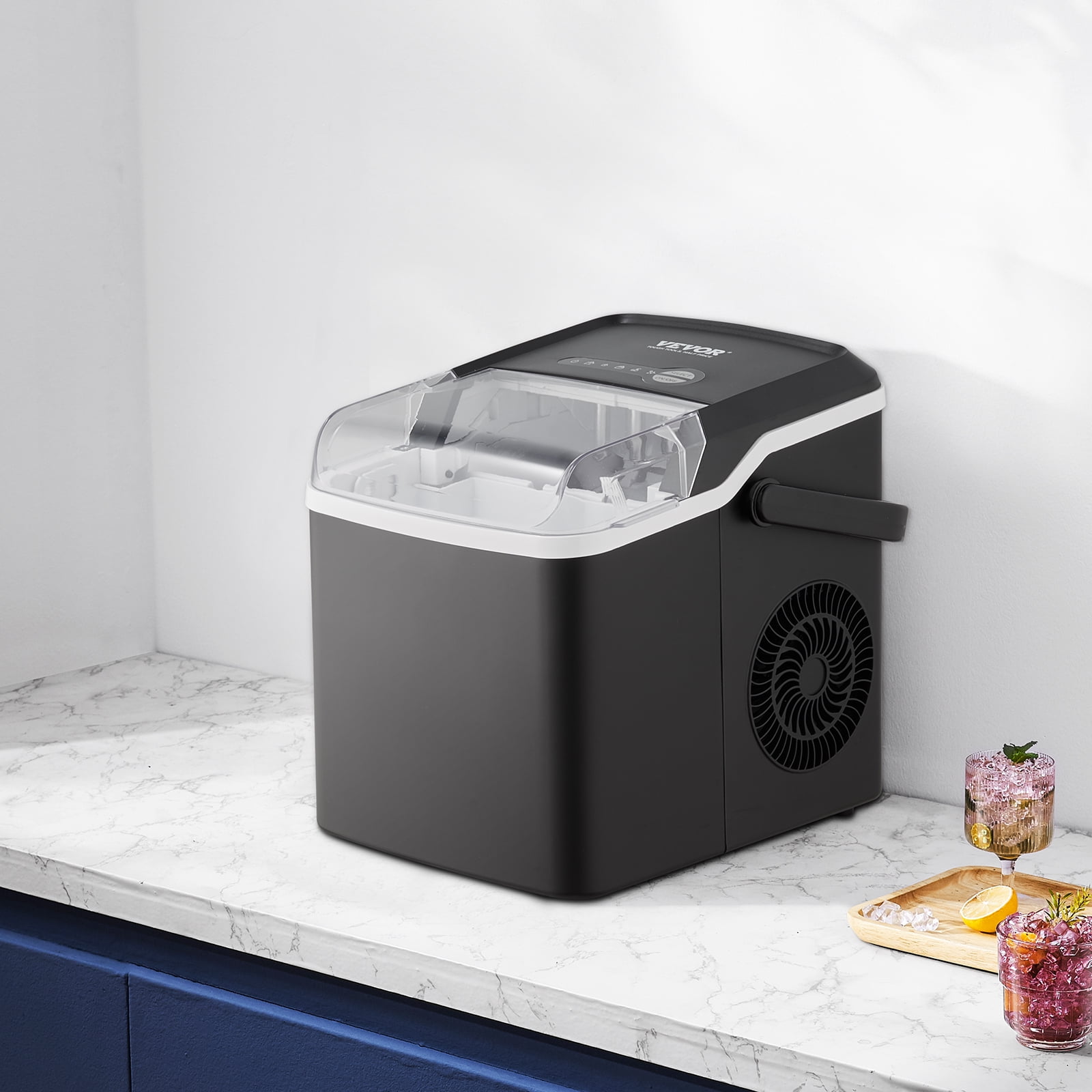BENTISM Portable Office Mini Nugget Ice Machine, 26lbs/24H, Self ...