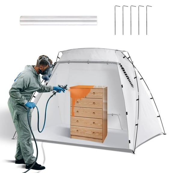 10x7x6ft Portable Paint Booth Larger Spray Paint Tent with Built-in ...
