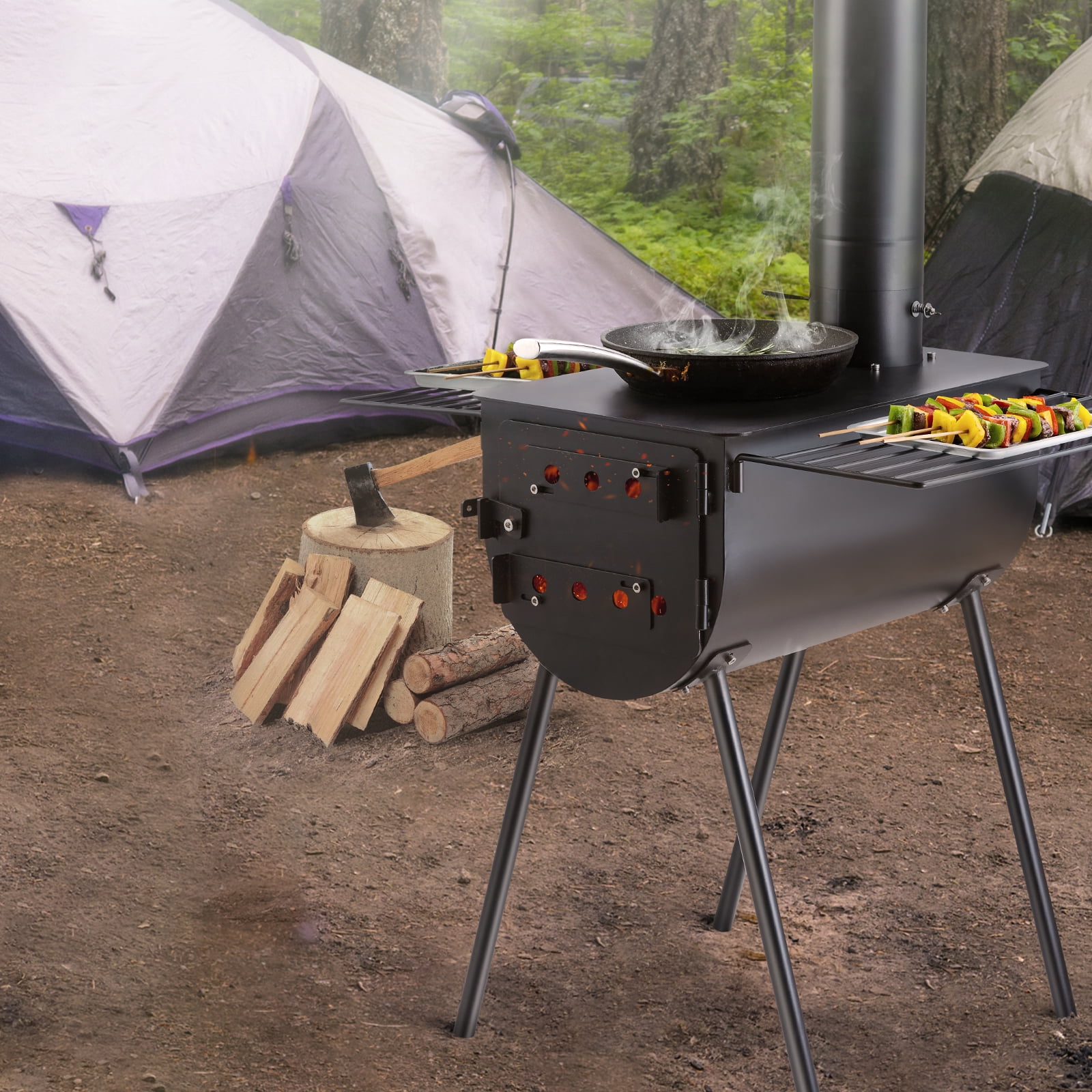 BENTISM Portable Wood Stove for Camping, BBQ, Outdoor Activities with ...