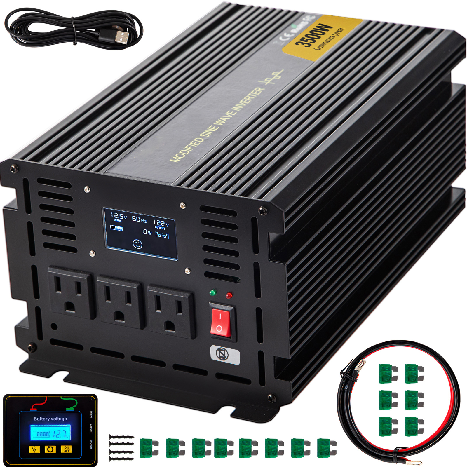 Cobra Electronics Cpi1090 2.1A USB 12V DC to 120V AC 1,000W Power ...